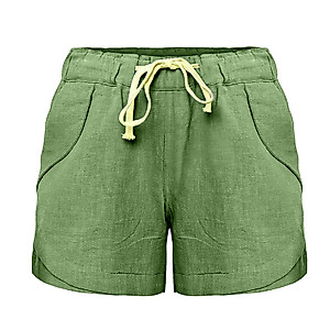 Plus Size Shorts for Women Shorts for Women Trendy High Waisted Drawstring Shorts Casual Loose Fit Summer Short Pants with Pockets Green 2X