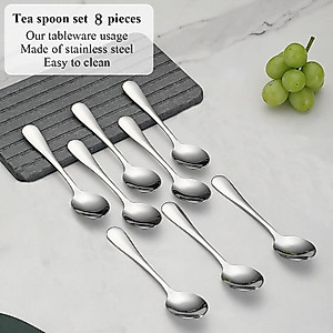 ITITT 8 Piece Tea Spoon,5.4 Inches,Coffee Spoon,18/10 Stainless Steel Demitasse Espresso Spoons,Dessert Spoons,Dishwasher Safe(Silver)