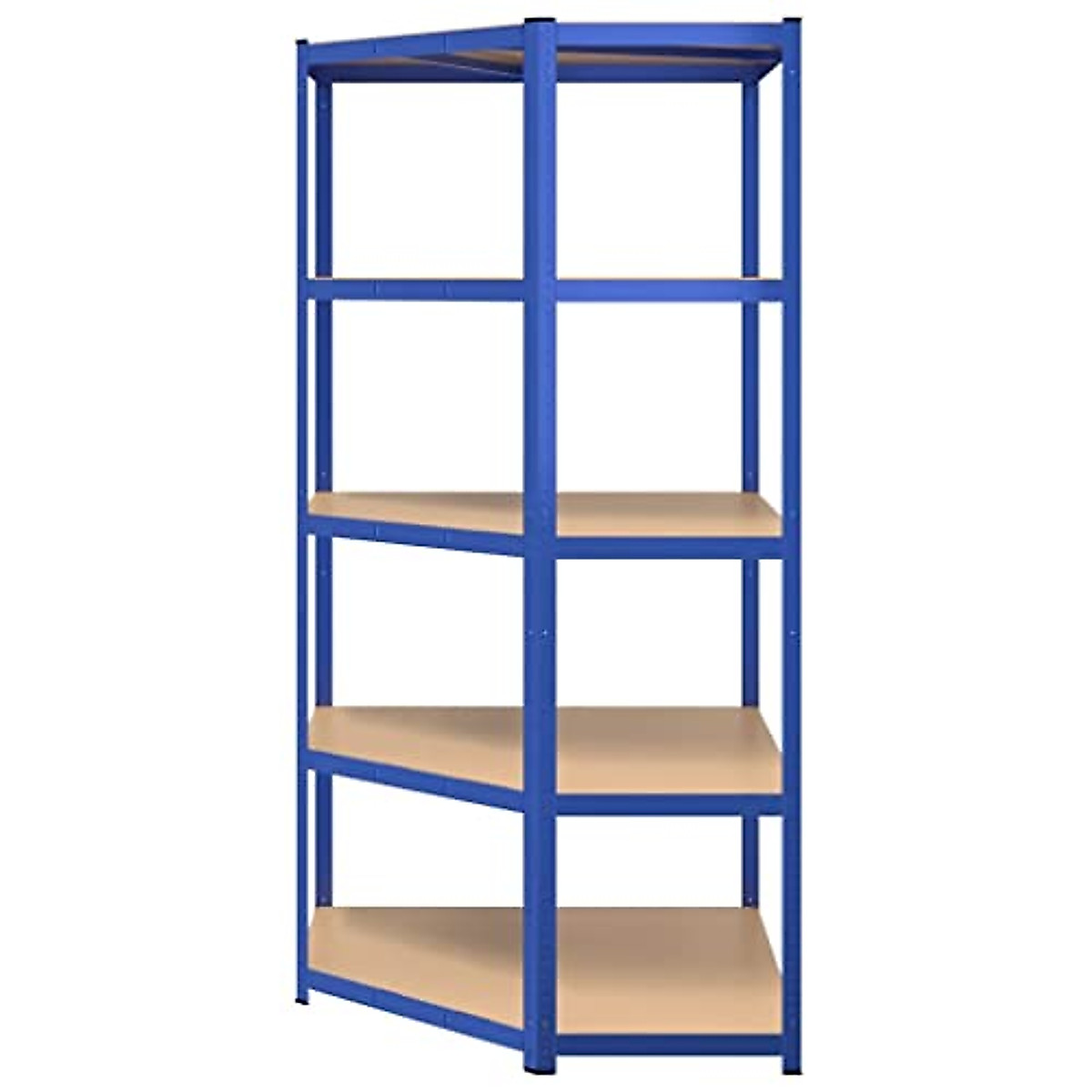 vidaXL Industrial Style Corner Shelf - 5-Layer Storage Unit - Blue Engineered Wood and Galvanized Steel Construction - Fits Any Corner