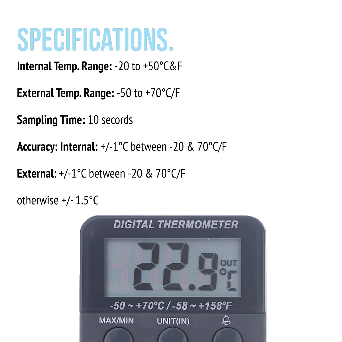Digital Fridge Freezer Thermometer with Fridge Freezer Temperature Alarm and Max Min Function - Refrigerator Thermometer for Fridge and Freezer Alarm Alert When Temperatures Drop
