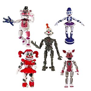 LUNK 5 Pcs Action Figures Toys Dolls Five Night Game Articulated Movable Action Figures Toys Dolls Collectible Figure Xmas Gifts Cake Toppers 5.5 inch