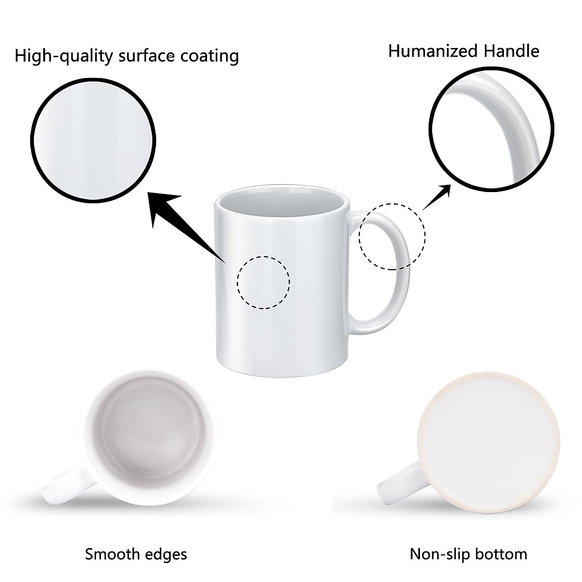 Miucoguier Sublimation Mugs 12 oz - Set of 12 Bulk Sublimation Mugs Blank Tazas Para Sublimacion White Ceramic Cups White Coated Ceramic Mug for Coffee Soup Tea Milk Latte Hot Cocoa