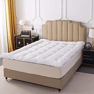 BEIVIG Breathable Mattress Topper, Soft Plush Full Mattress Pad, Extra Thick Quilted Pillow Top with Fluffy Down Alternative Fill and 400TC Cotton Cover for Back Pain Relief and Support(White,54"x75")