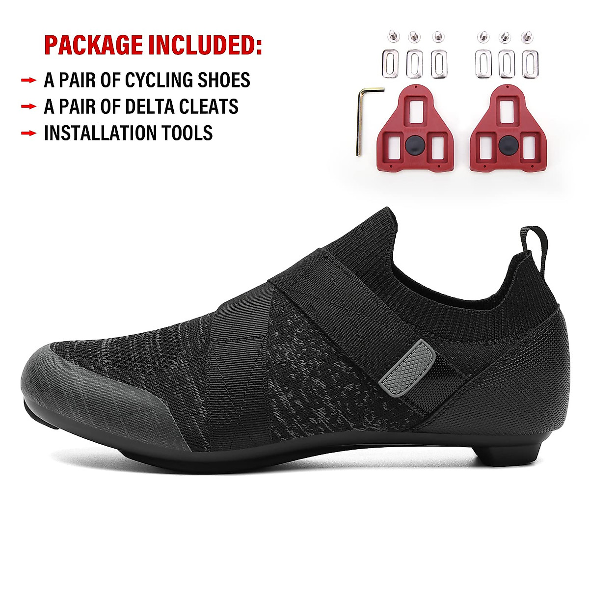 Unisex Cycling Shoes Compatible with Peloton Bike & SPD Indoor Road Riding Biking Bike Shoes with Delta Cleats Included for Men Women Black M5.5 X
