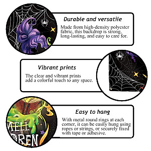 Halloween Decorations Hocus Pocus Backdrop Sanderson Sisters Banner Black Witch Decor Halloween Decorations for Home Party