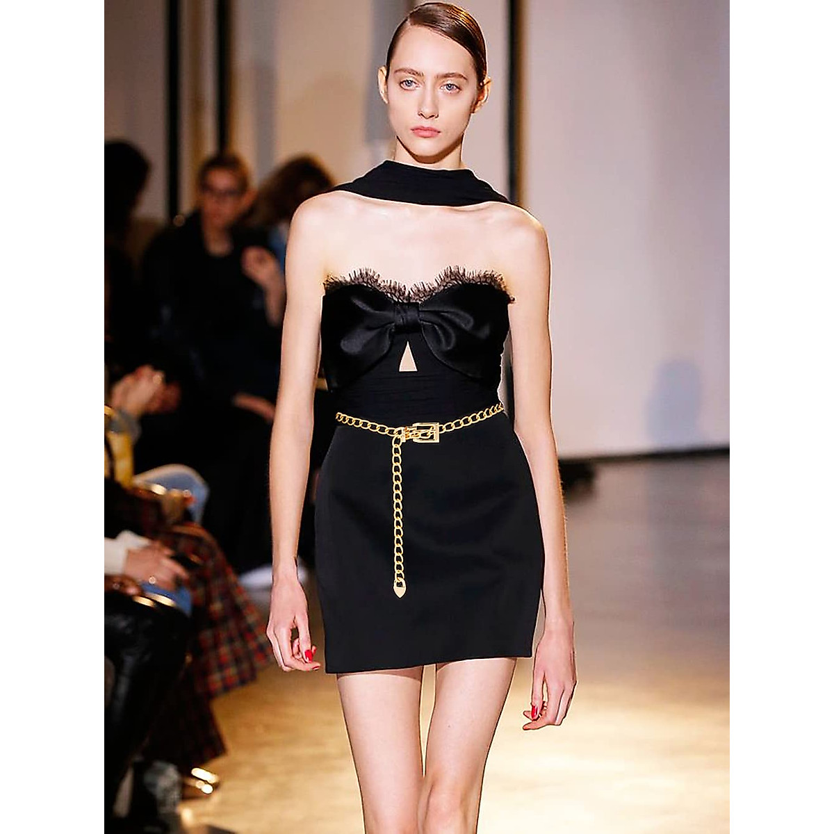 DTWAWA Chain Belt for Women Alloy Chunky Wasit Chain Adjustable Punk Link Belly Body Chain for Jeans Dresses,Gold(53.1in)