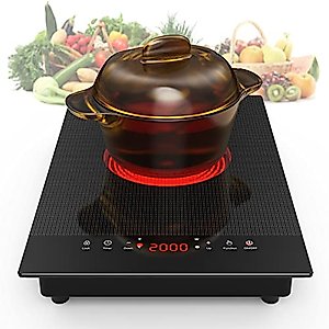 VBGK Electric Cooktop, Electric Stove Top with Touch Control, 9 Power Levels, Kids Lock & Timer, Hot Surface Indicator, Overheat Protection,110V 2000W induction cooktop