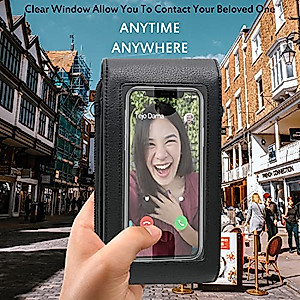 LITOON Cross Body Bags with Touchscreen Cell Phone Purse Window ZipperPocket, RFID Blocking Card Holder for Women (Vertical - Black)