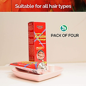 NOVEX Leave-In Conditioner - Brazilian Keratin Recharge Tube - 3 fl oz (Pack of 4) - Reconstructive Keratin, Frizz Control & Damage Repair, Ultra Concentrated Formula for Smooth and Straight Hair
