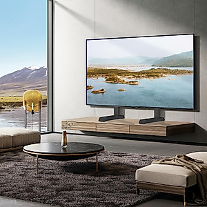 TAVR Ultra Strong Universal TV Stand Base for 55-90 Inch TVs Hold up to 150 lbs, Heavy Duty Height Adjustable Table Top TV Mount Stand with Tempered Glass Base, Max VESA 800x400mm, Black