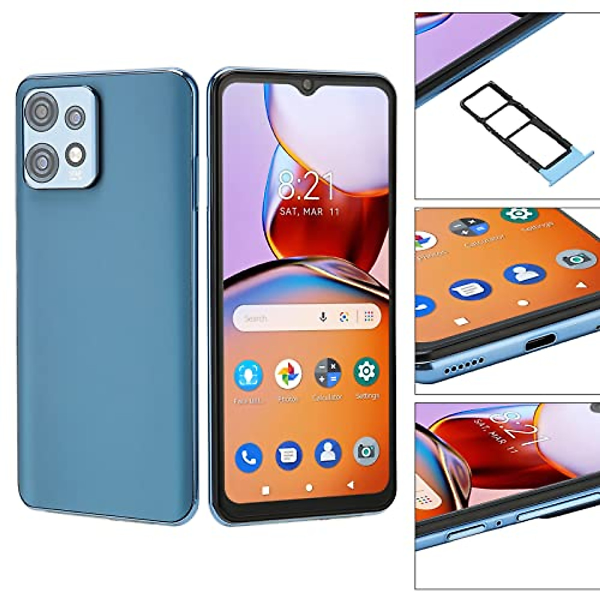 5G WiFi Smartphone, 8GB RAM 128GB ROM X40 Pro Mobile Phone Face Recognition 4500mAh for Daily Life Use (US Plug)