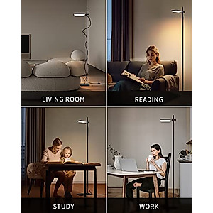 VISDANFO Modern Floor Lamp, 360 Degree Rotation Sky LED Floor lamp Office Lighting, Bright LED Standing Pole Light, Tall Lamps for Living Room,Bedroom,Reading,Study Room (Black)