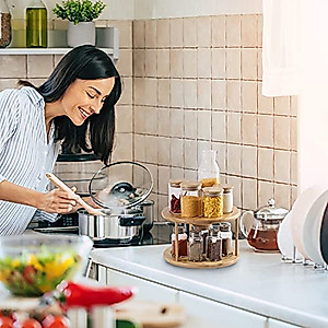 Bellsal Lazy Susan 2 Tier Turntable Cabinet Organizer Spice Rack Removable Spinning Tray Organizer for Kitchen Cabinet 10 Inch 360 Degree