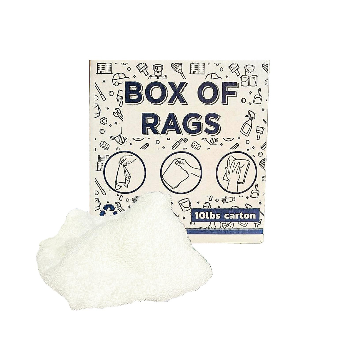 SupremePlus Recycled White Terry Cloth Rags - High Absorbent Terry Towel Cleaning Rags for Cleaning House, Industrial & Workshops, Bulk Shop Rag (10 lbs. Box)