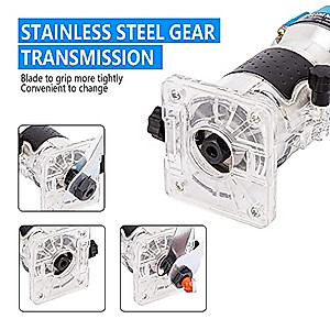 Wood Routers, Wood Trimmer Router Tool, Compact Wood Palm Router, Tool Hand Trimmer, Woodworking Joiner, Cutting Palmming Tool, 30000 RPM 1/4" Collets 800W 110V