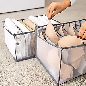 SYIKKI Clothes Organizer For Folded Clothes - Wardrobe Clothes Organizer For Jeans 7 Grids Organizer for Closet, Mesh Storage Compartment for Thin Jeans Pants T-Shirts Legging (1)