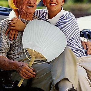 YFEIQI 10 Pcs Lot White Paddle Fan -Decorative Fans - Paper Party Decorative Electric Home Portable Wall Fans Decorative Fans Hand Lace White Japanese Cattail Paper Drawer Desktop Connec (10 Pcs)