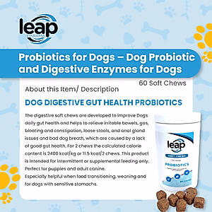 Probiotics for Dogs - Dog Probiotic and Digestive Enzymes for Dogs - 60 Soft Chews for Digestion Support - Pet Supplements