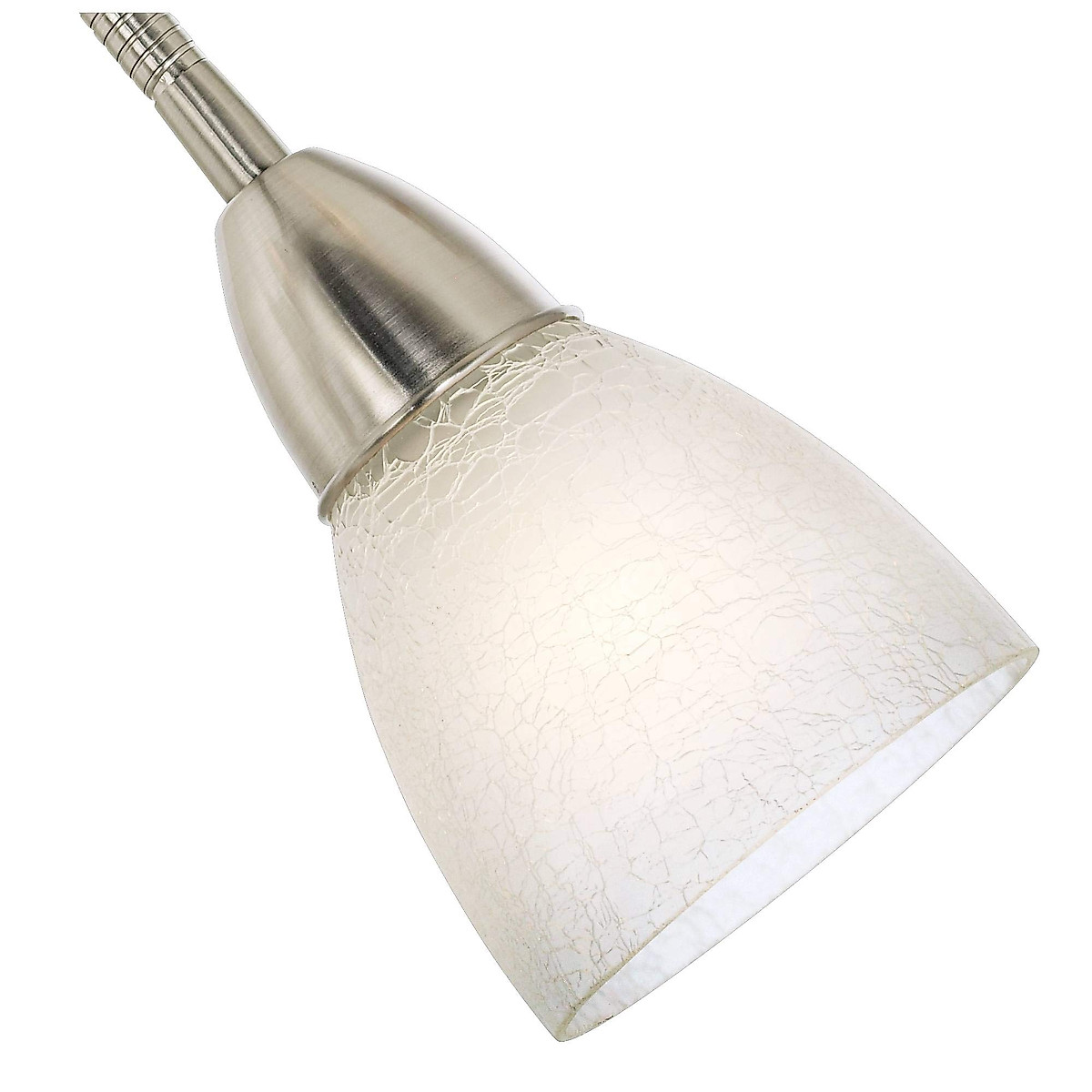 Possini Euro Design Alexei Modern Torchiere Floor Lamp Tree 3-Light Gooseneck Arm 72" Tall Brushed Nickel White Crackle Glass Pole Dimmer Living Room Reading House Bedroom Home Office