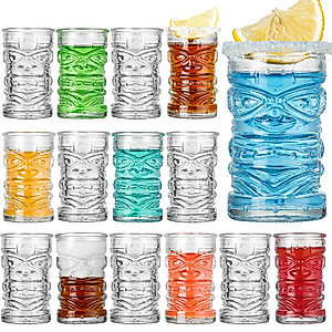 wookgreat 16 Pack Shot Glasses Set, 2oz Mini Tiki Glasses Set, Clear Shot Glasses Bulk, Small Whiskey Shot Glass, Mini Drinking Cups for Vodka, Tequila, Spirits, Liquors, Whiskey, Cocktail, Espresso