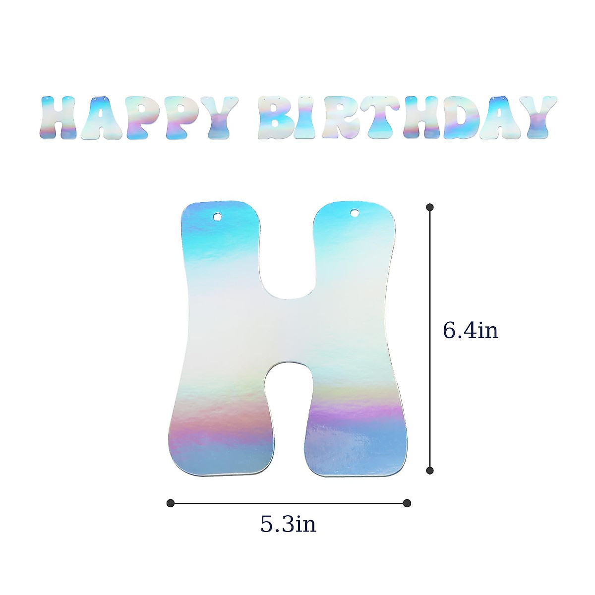 RUBFAC Pre-Strung Iridescent Happy Birthday Banner- NO DIY - Shiny Happy Birthday Banner Sign, Changeable Garland Bunting Banner for Birthday Party Decorations