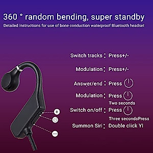 LILAJO Bluetooth Conduction Headphones - Open Ear Headphones - Bluetooth 5.2 Sports Wireless Earphones - Built-in Mic - IPX6 Sweat Resistant Headset for Running,Cycling