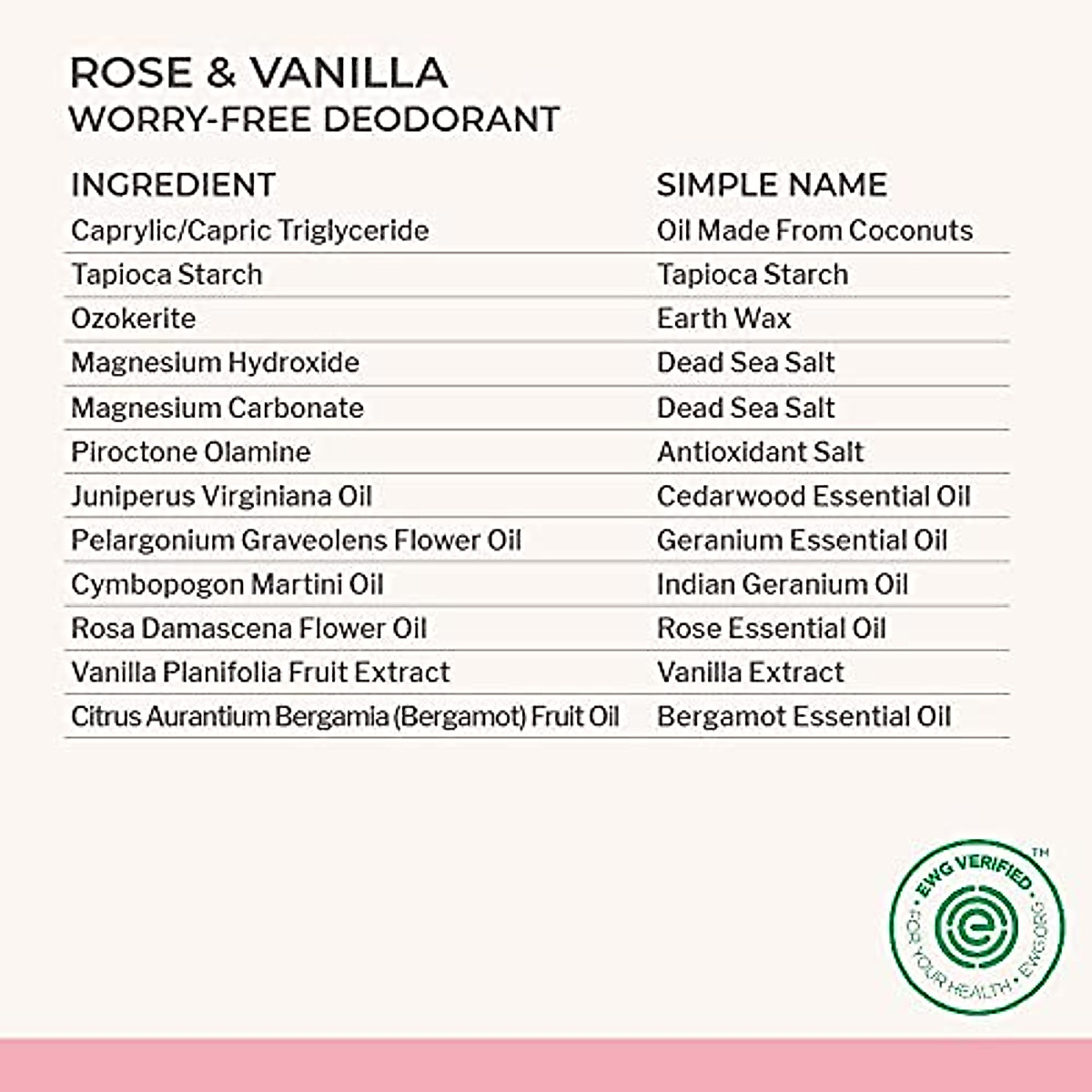 Each & Every Natural Aluminum-Free Deodorant for Sensitive Skin with Essential Oils, Plant-Based Packaging, Rose & Vanilla, 2.5 Oz.