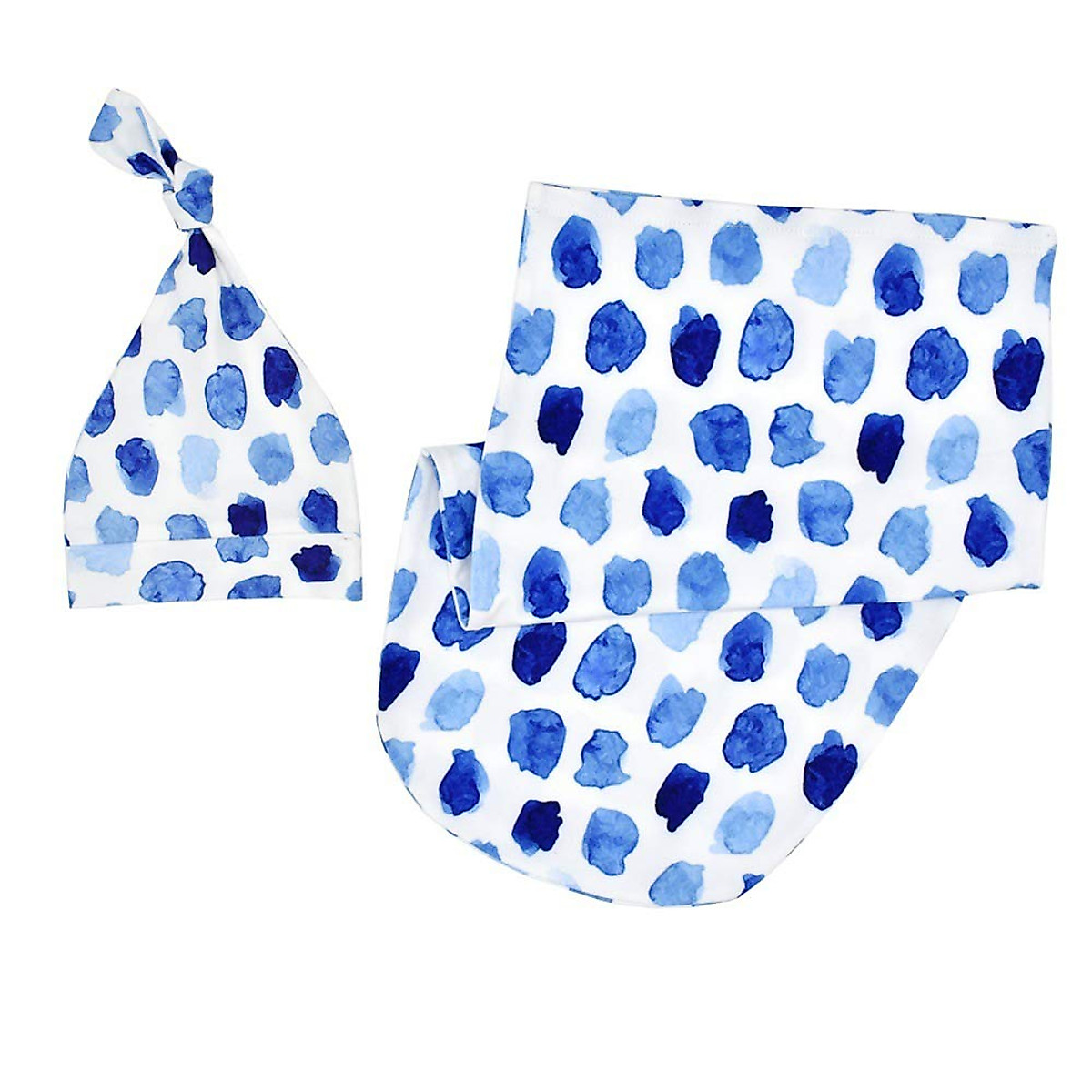 SuperiMan Hospital Swaddle Sack Hat Set,Receiving Blanket for Newborns Baby,Perfect for Girls and Boys (Blue Dots)