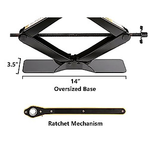 LEADBRAND Scissor Jack, 2.5 Ton(5,511lbs), Oversized Base, with Positive and Negative Screw, Saving Strength Design, Ideal for Auto/Pickup/Truck/SUV/MPV