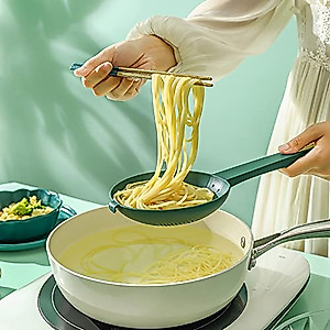 Worparsen Strainer Ladle Plastic Good Grip Colander Spoon Draining Flexible Green