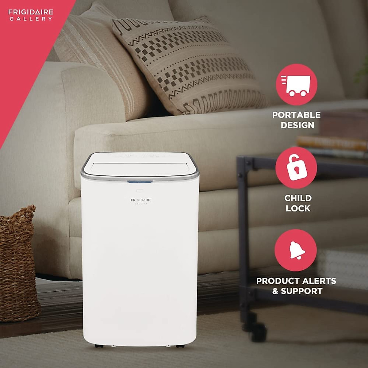 Frigidaire FHPC102AB1 Portable Air Conditioner with Remote Control for Rooms, Up to 350 Sq. Ft, White