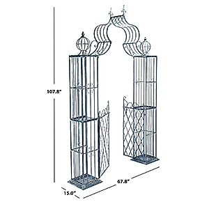 Safavieh PAT5012C Outdoor Collection Beatrix Victorian Antique Arbor, Mossy Blue