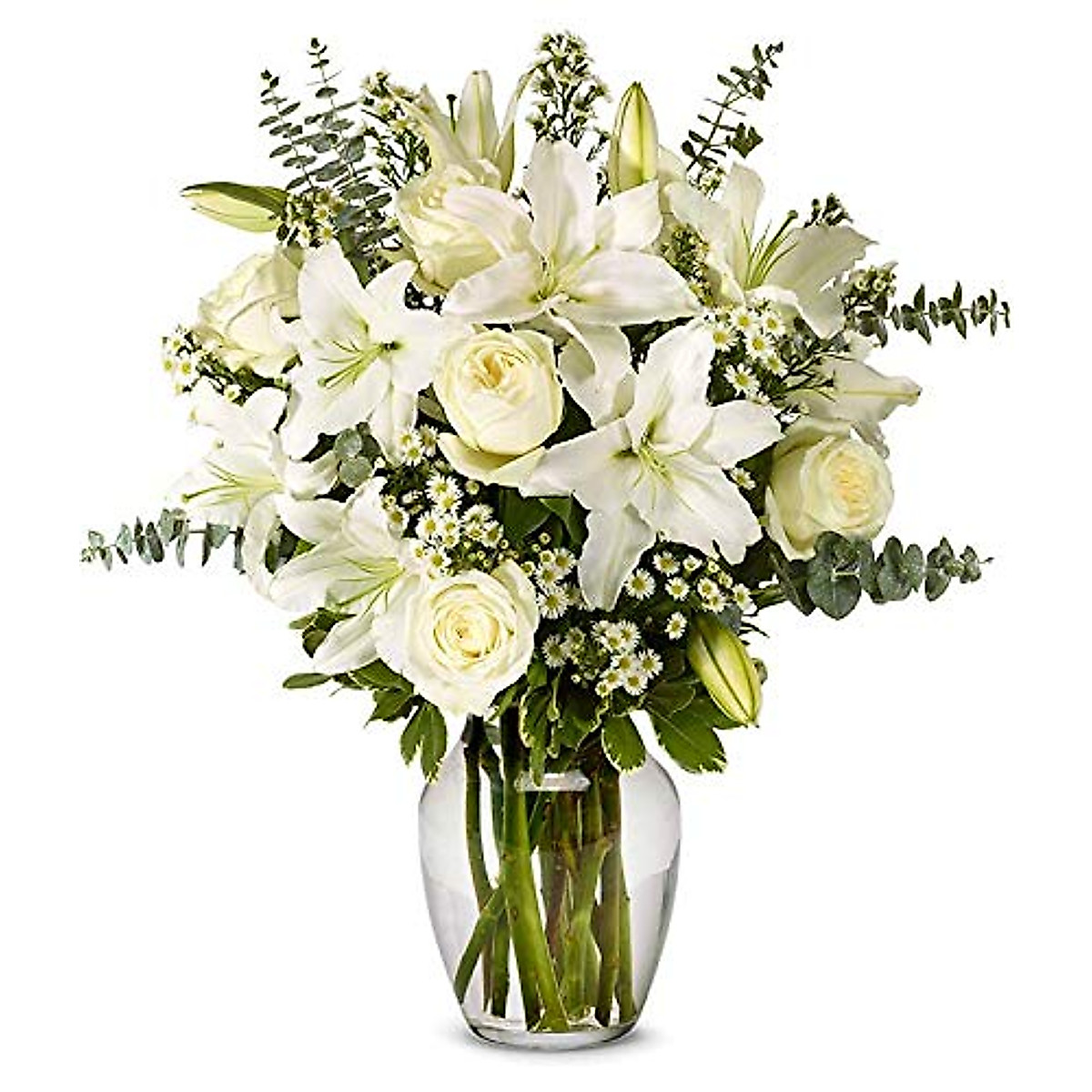 From You Flowers - With All Our Sympathy Lily Arrangement with Glass Vase (Fresh Flowers) Birthday, Anniversary, Get Well, Sympathy, Congratulations, Thank You