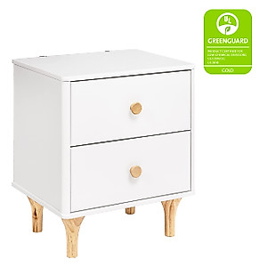 Babyletto Lolly USB Port Nightstand, in White and Natural