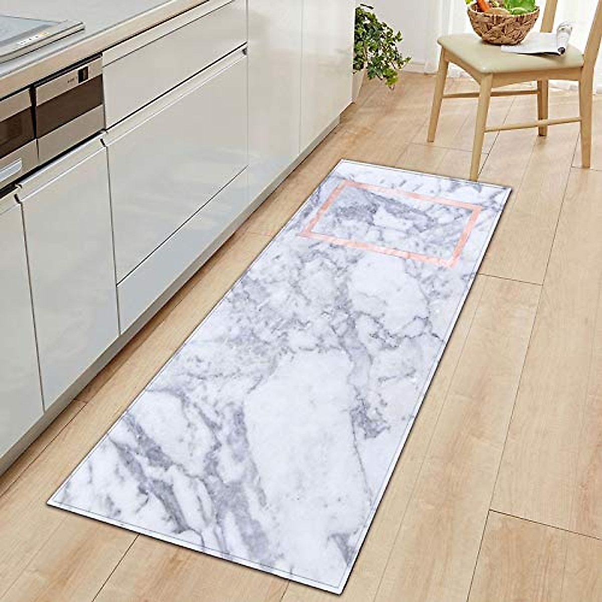 OPLJ Marble Printed Non Slip Entrance Door Bathroom Mat Carpet Kitchen Bedroom Bath Floor Mats Home Rugs Doormat Decor A8 60x180cm