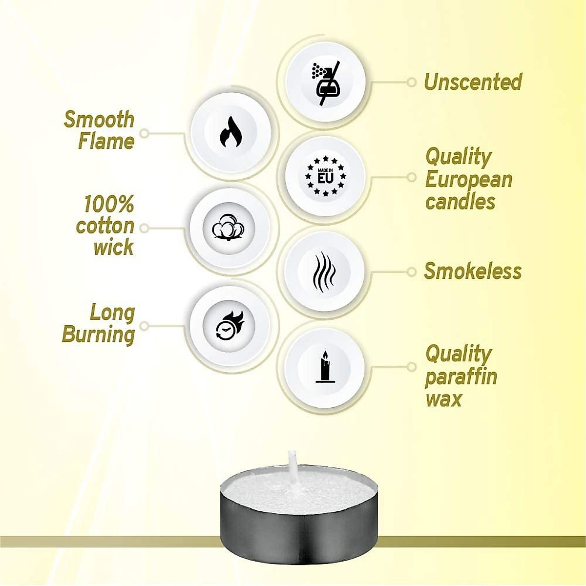 BOLSIUS Smokeless Tea Light Candles – 100 Count, Long-Lasting Tealight Candles Unscented with Cotton Wicks & 4 Hour Burn – Wax Tea Lights Candles in Bulk for Parties, Weddings, Home Decor, & More