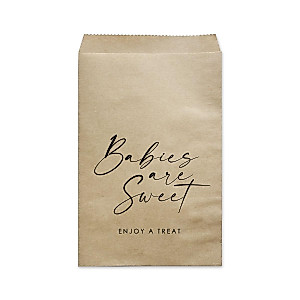 MAGJUCHE Babies Are Sweet Baby Shower Party Favor Bags, 50-Pack Kraft Treat Cookie Donut Bags