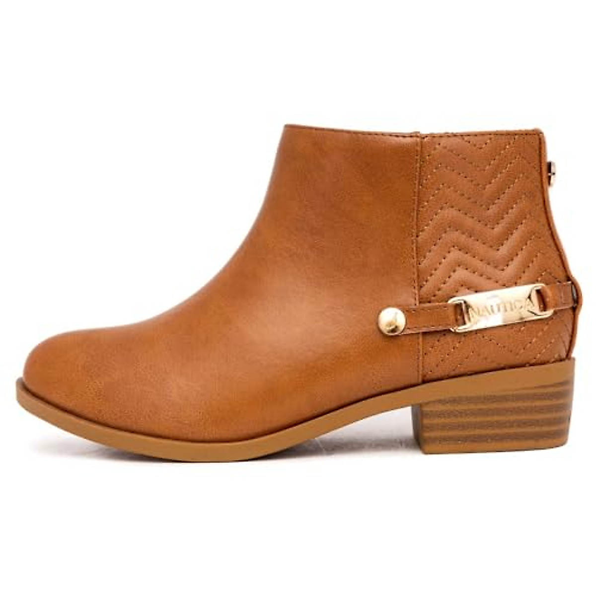 Nautica Kids Girls Ankle Bootie With Side Buckle and Zipper, Dress Boot -For Youth -Anper-Tan -13