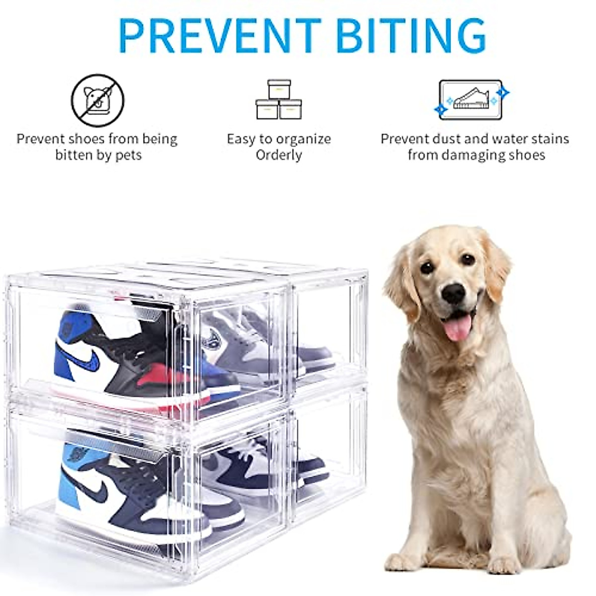 TABINBOX Clear Plastic Shoe Boxes, Stackable Shoe Cases, Clear Sneaker Storage Organizer(4 Pack)