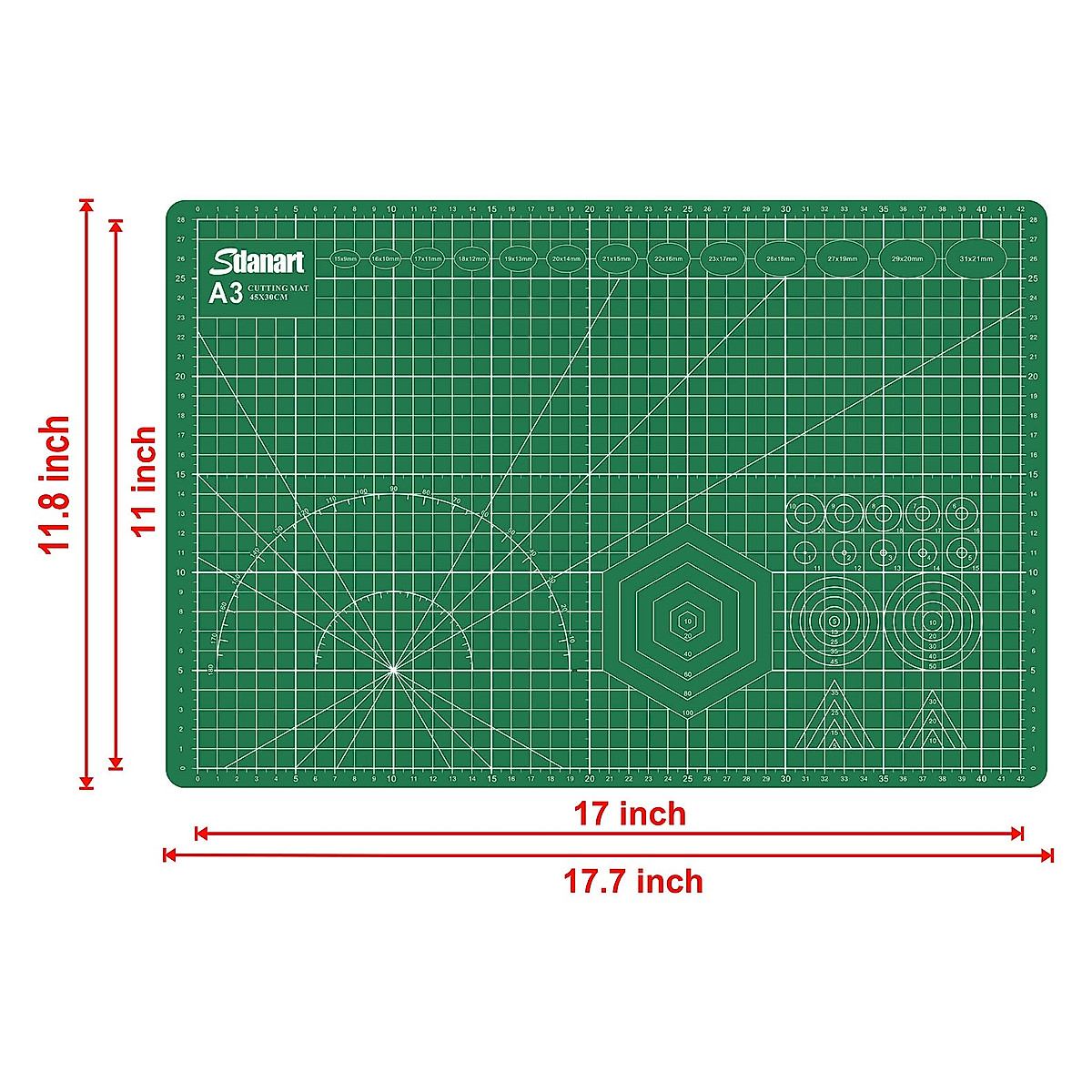 Sdanart Self Healing Cutting Mat: 12"×18" Double Sided 5-Ply Rotary Cutting Board for Sewing, Crafts, Quilting, Fabric, Hobby, Art Project