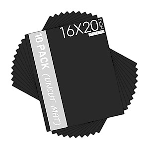 Mat Board Center, 10 Pack 16x20 Black Uncut Mat Boards/Backing Matt Boards for Crafts, Frames, Photos and More