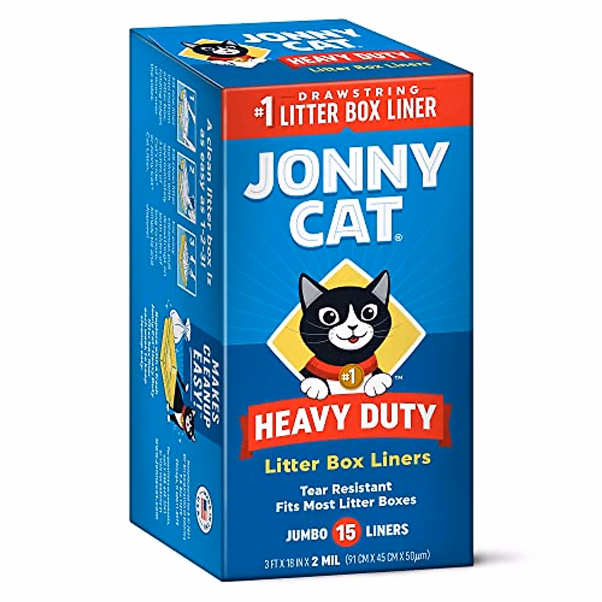 Jonny Cat Heavy Duty Jumbo Tear-Resistant Litter Box Liners, 15 Count