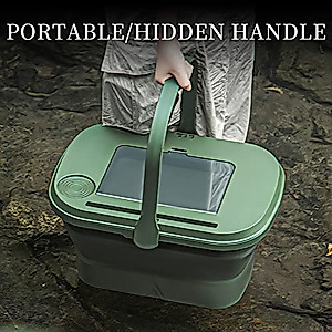 QMCAHCE Picnic Basket with Tableware and Tray Table, Foldable Basket, Collapsible Camping Basket with Handle, Portable Sink, Basin, Bucket for Hiking Yard BBQ(Green)