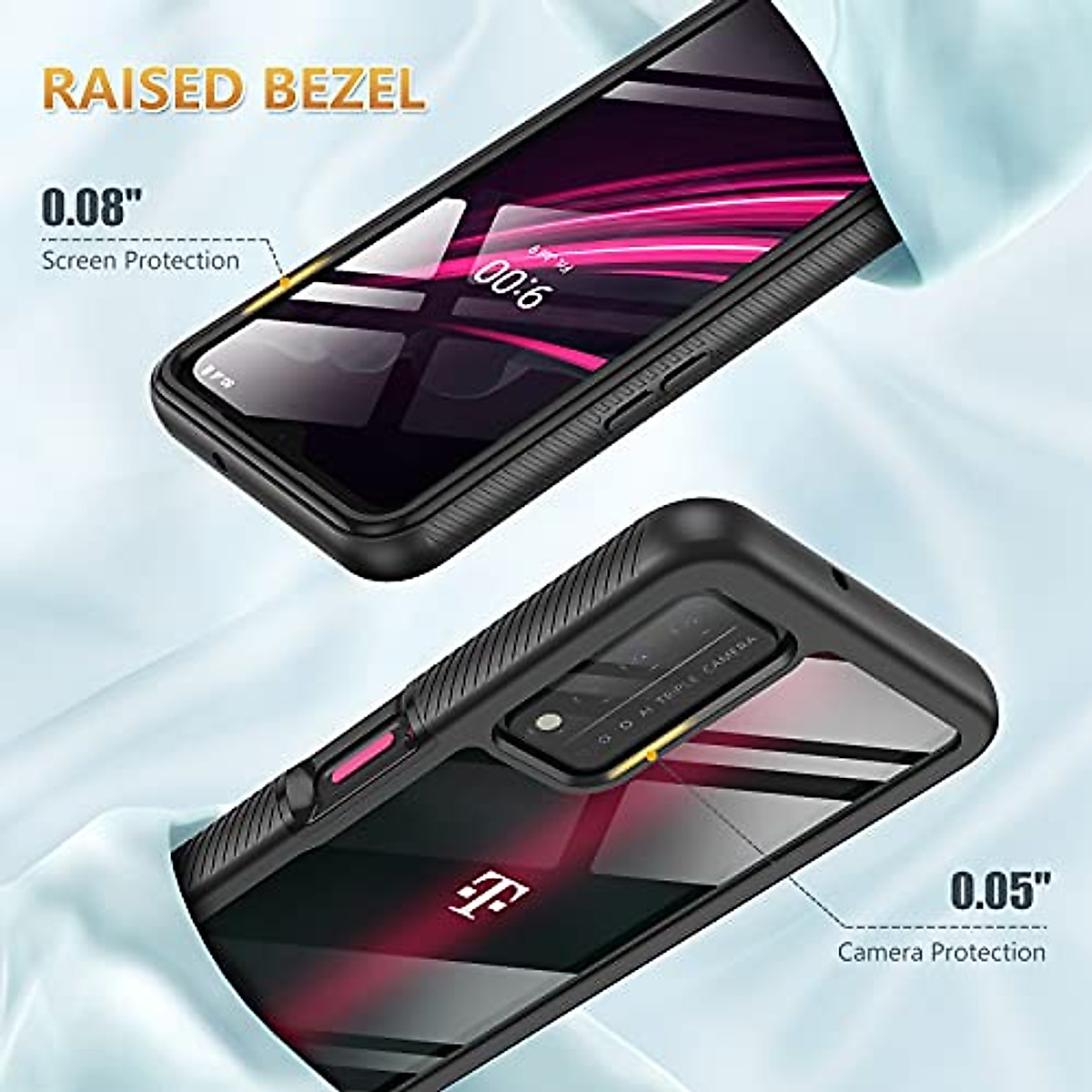 JXVM for T-Mobile Revvl V Plus 5G Case with Built in Screen Protector, Full Body Rugged Case for T-Mobile Revvl V+ 5G, Protective Phone Cover 6.82 inch 2021 (Black)