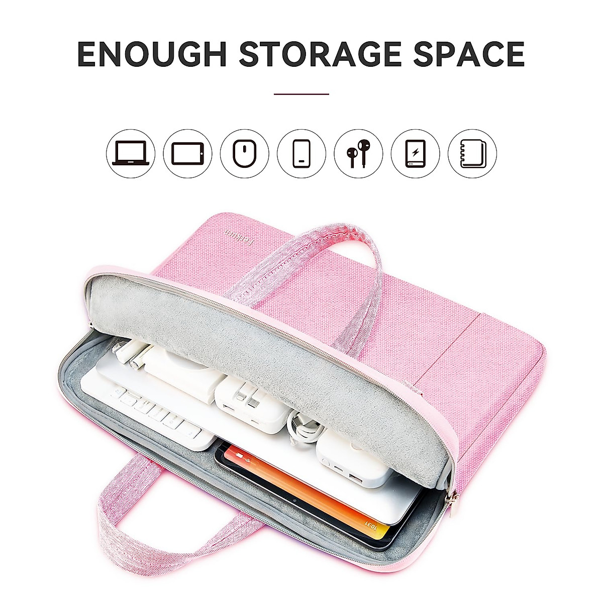 Ferkurn Laptop Bag Case Women Men Computer Sleeve with Shoulder Compatible with HP Envy Pavilion/Inspiron/Thinkpad/Vivobook/MSI/Surface,Waterproof Briefcase with Handle, Pink, 17 17.3 Inch