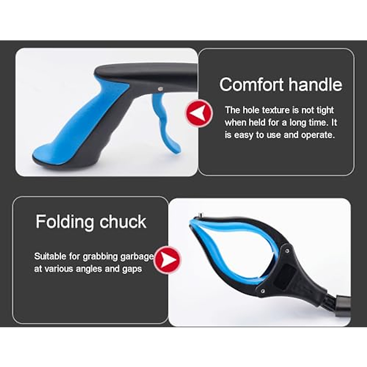 JBNCRYGD Foldable Grabber Reacher Tool for Elderly, Reacher Grabber Pickup Tool, Handy Trash Claw Grabber, Reaching Assist Tool for Trash Pick Up,B