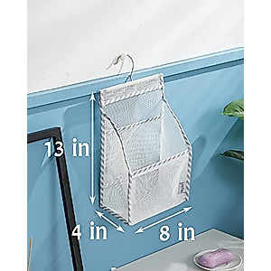 Jelier Hanging Mesh Shower Caddy,Bath Storage Basket Organizer for Camping,Cruising,Gym,College,RV (White Multi)