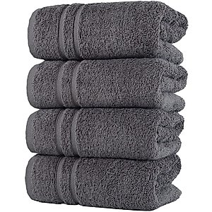 Hammam Linen Cool Grey 4-Pack Hand Towels - 16 x 29 Turkish Cotton Premium Quality Soft & Absorbent Small Bathroom Towels