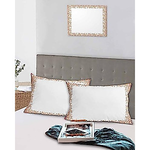 Edwiinsa Fall Leaves Pillow Covers King Standard Set of 2 Bed Pillow, Red Lace Farmhouse Rustic Maple Leaf Plush Soft Comfort for Hair/Skin Cooling Pillowcases with Envelop Closure 20''x36''