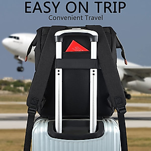 FALANKO Laptop Backpack for Women, Work Doctor Teacher Nurse Wide Open College School Student 15.6 Inch Laptops Bookbag Purse with USB Charging Port, Travel RFID Computer Bag for Men Women Girls Black